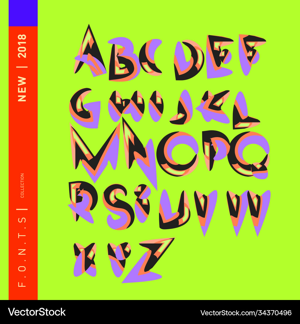 Abstract colorful font and alphabet Royalty Free Vector