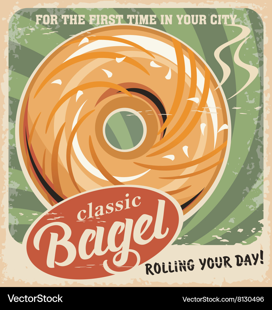 Bagel bakery vintage poster design Royalty Free Vector Image