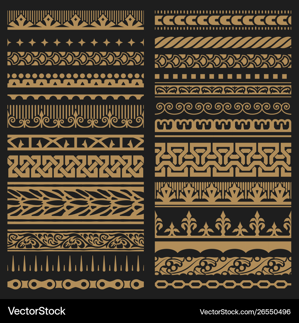 Borders set baroque and classical style Royalty Free Vector