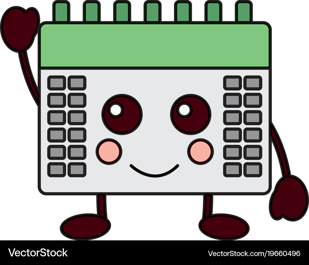 Calendar kawaii icon image Royalty Free Vector Image