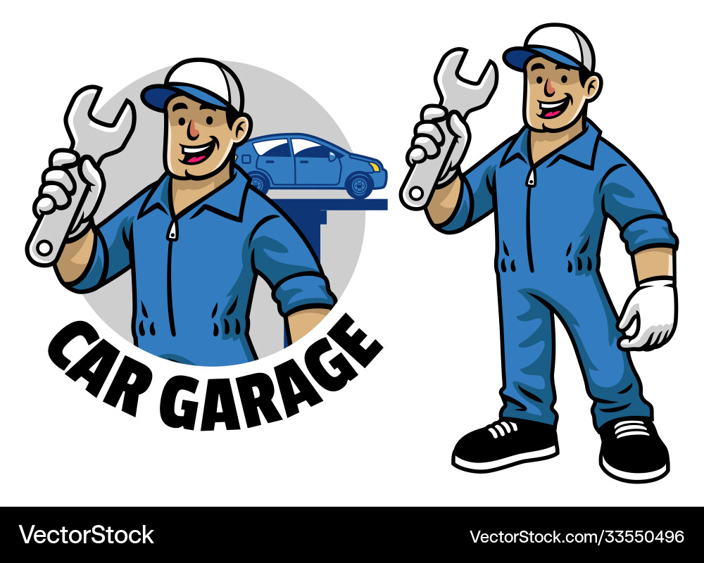 Cartoon car mechanic worker mascot Royalty Free Vector Image
