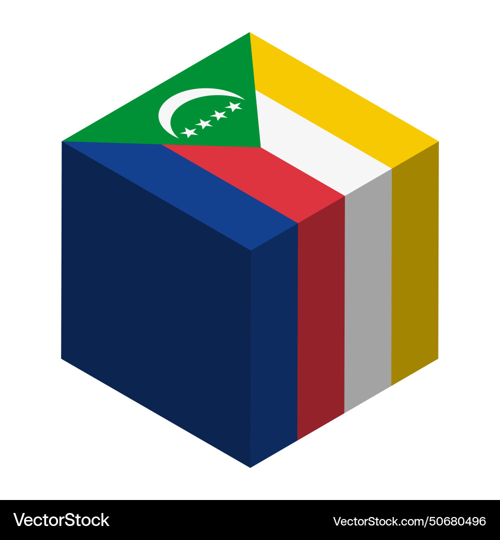 Cube flag of comoros Royalty Free Vector Image