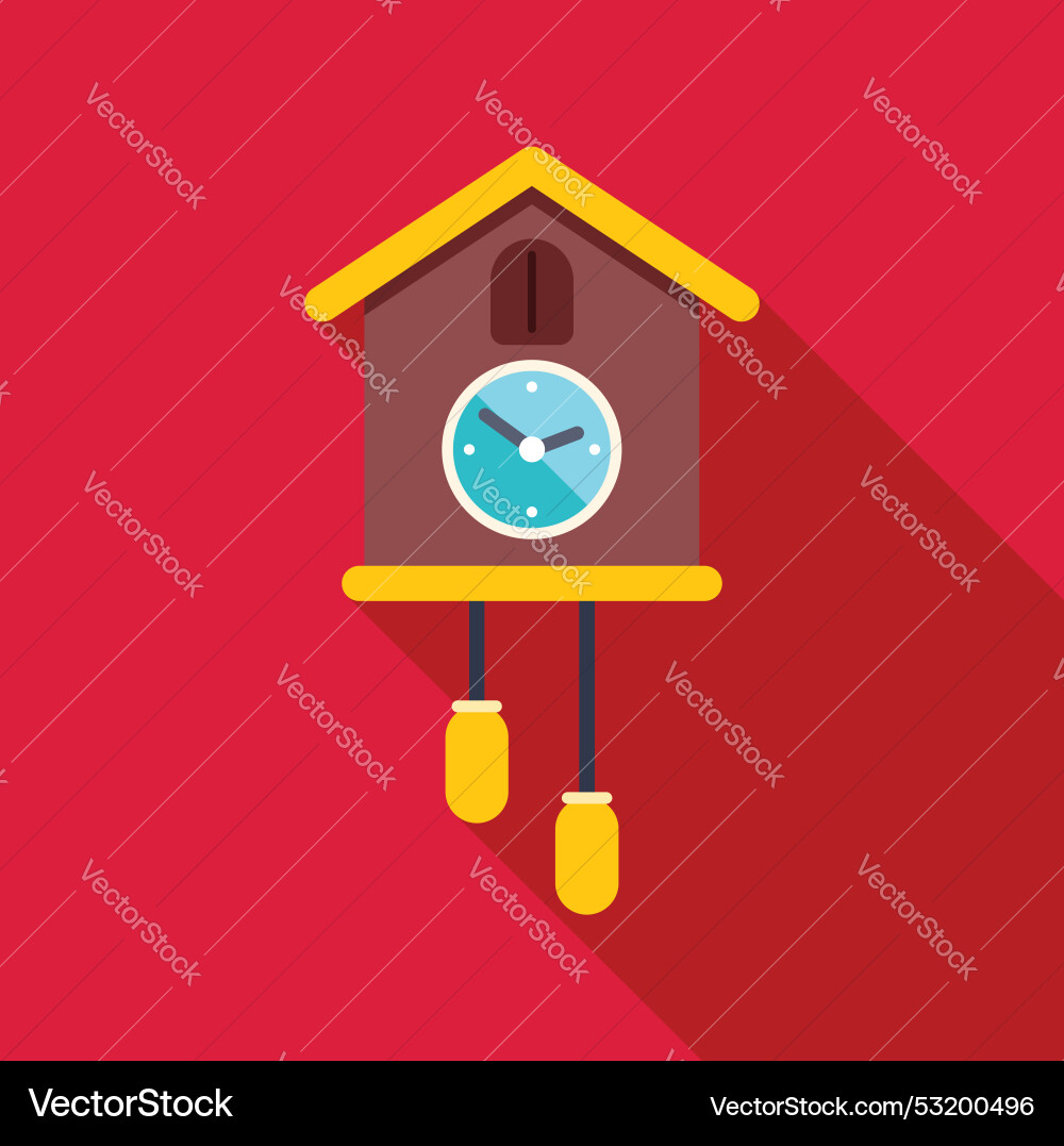 Cuckoo clock striking time on red background Vector Image
