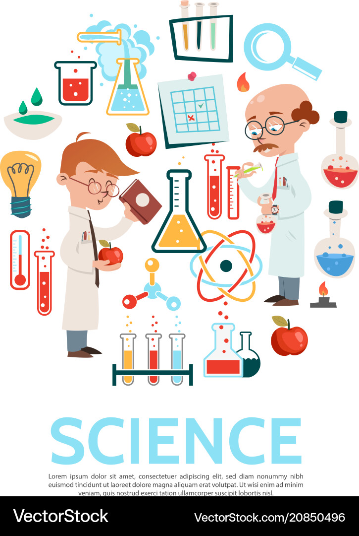 Flat science round concept Royalty Free Vector Image
