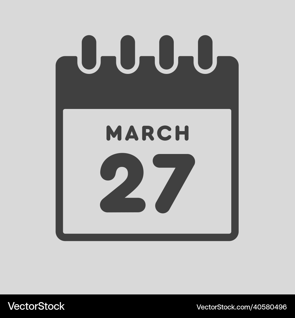 Icon day date 27 march template calendar page Vector Image