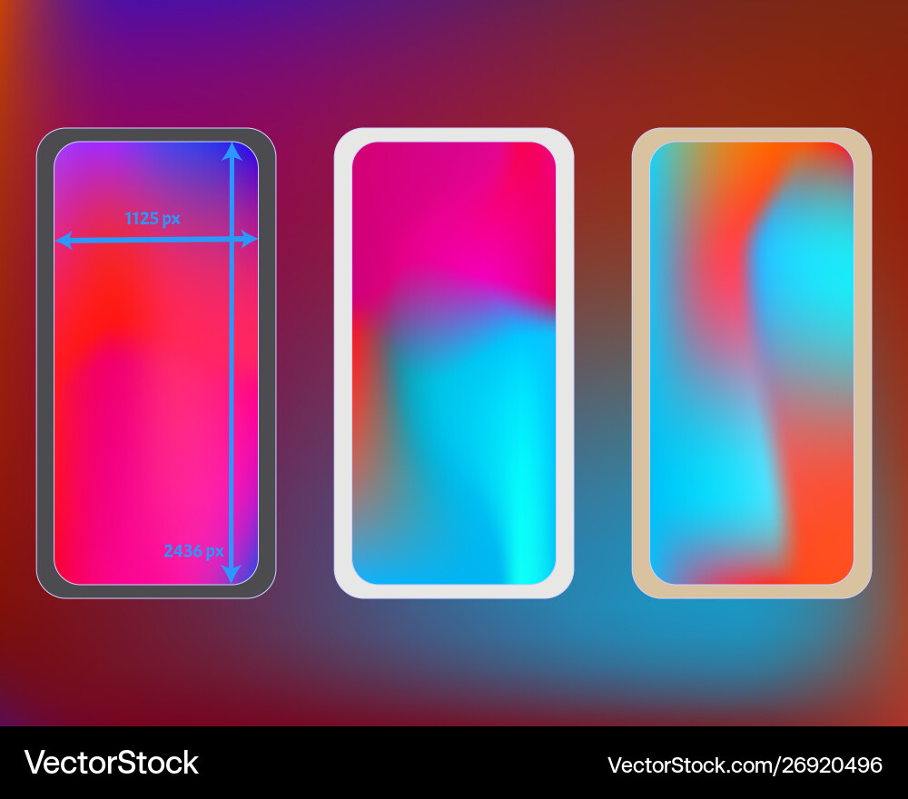 Mesh multicolor phone backgrounds kit Royalty Free Vector