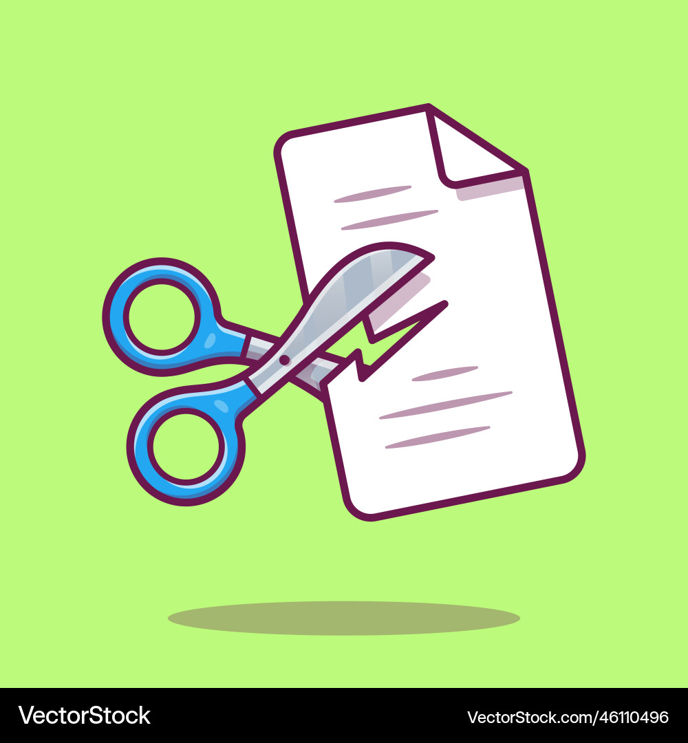 Scissor cutting paper cartoon Royalty Free Vector Image