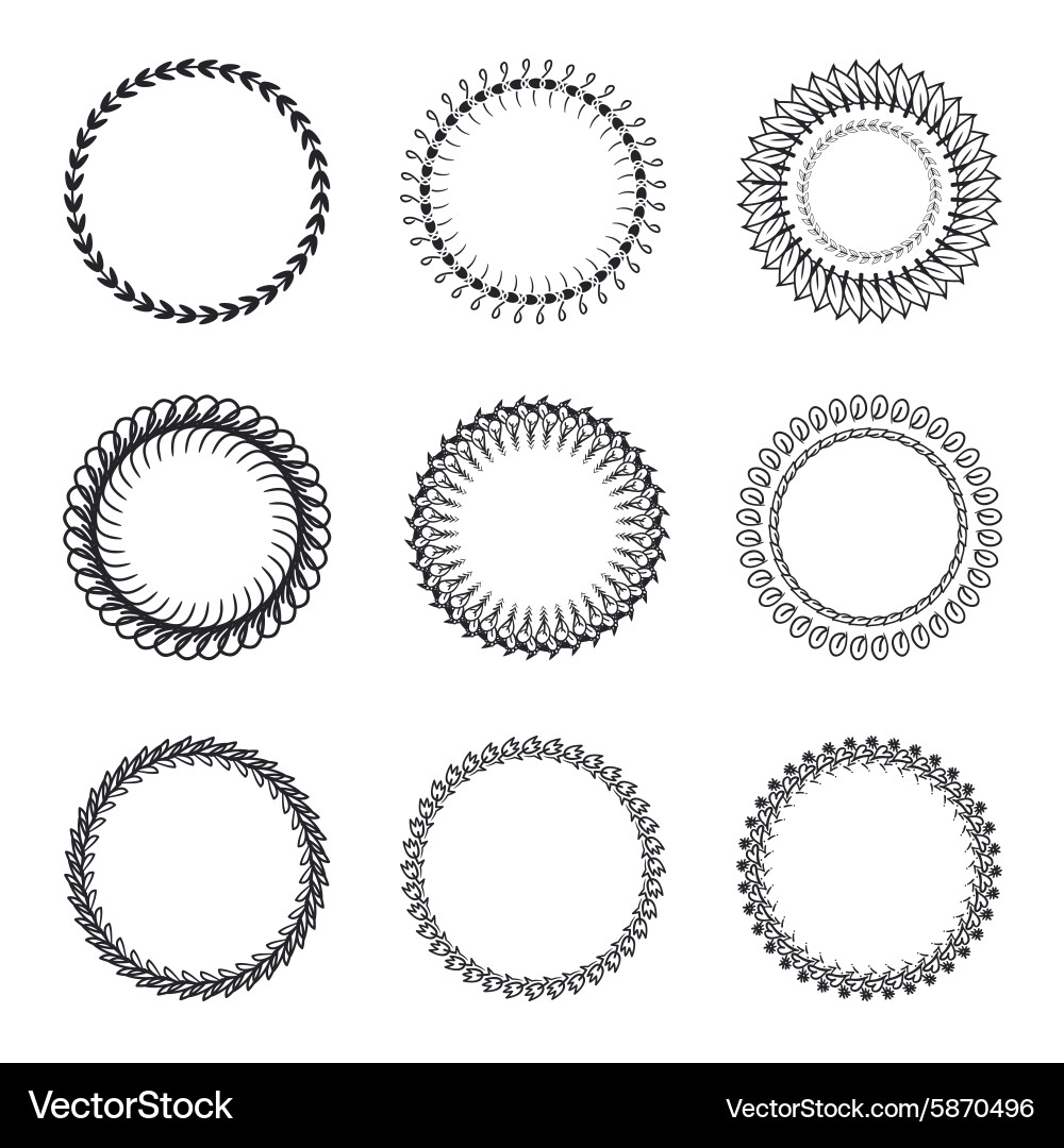 Set of round wreaths frames hand drawn wedding Vector Image