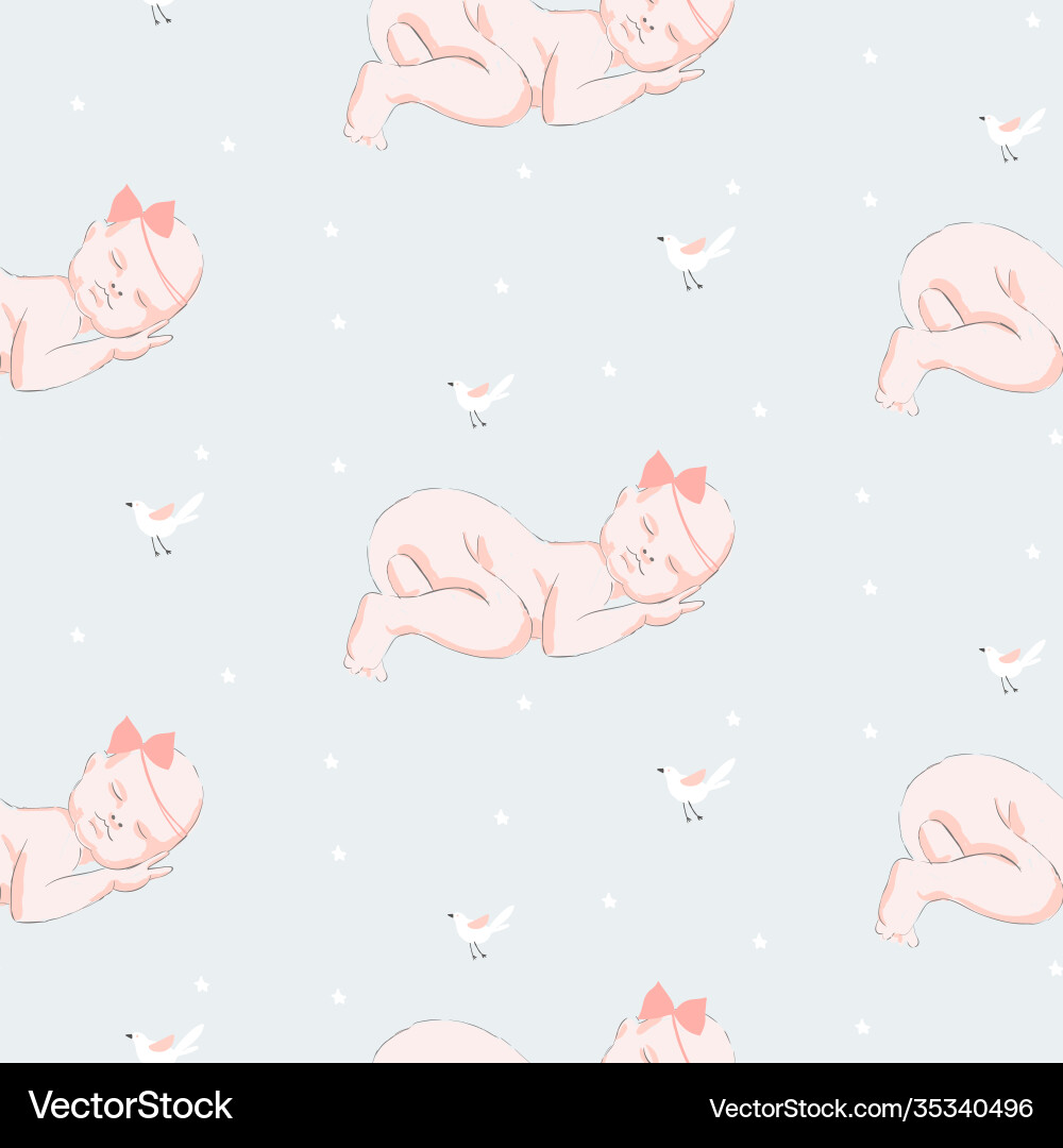 Sleeping newborn seamless pattern for baby Vector Image