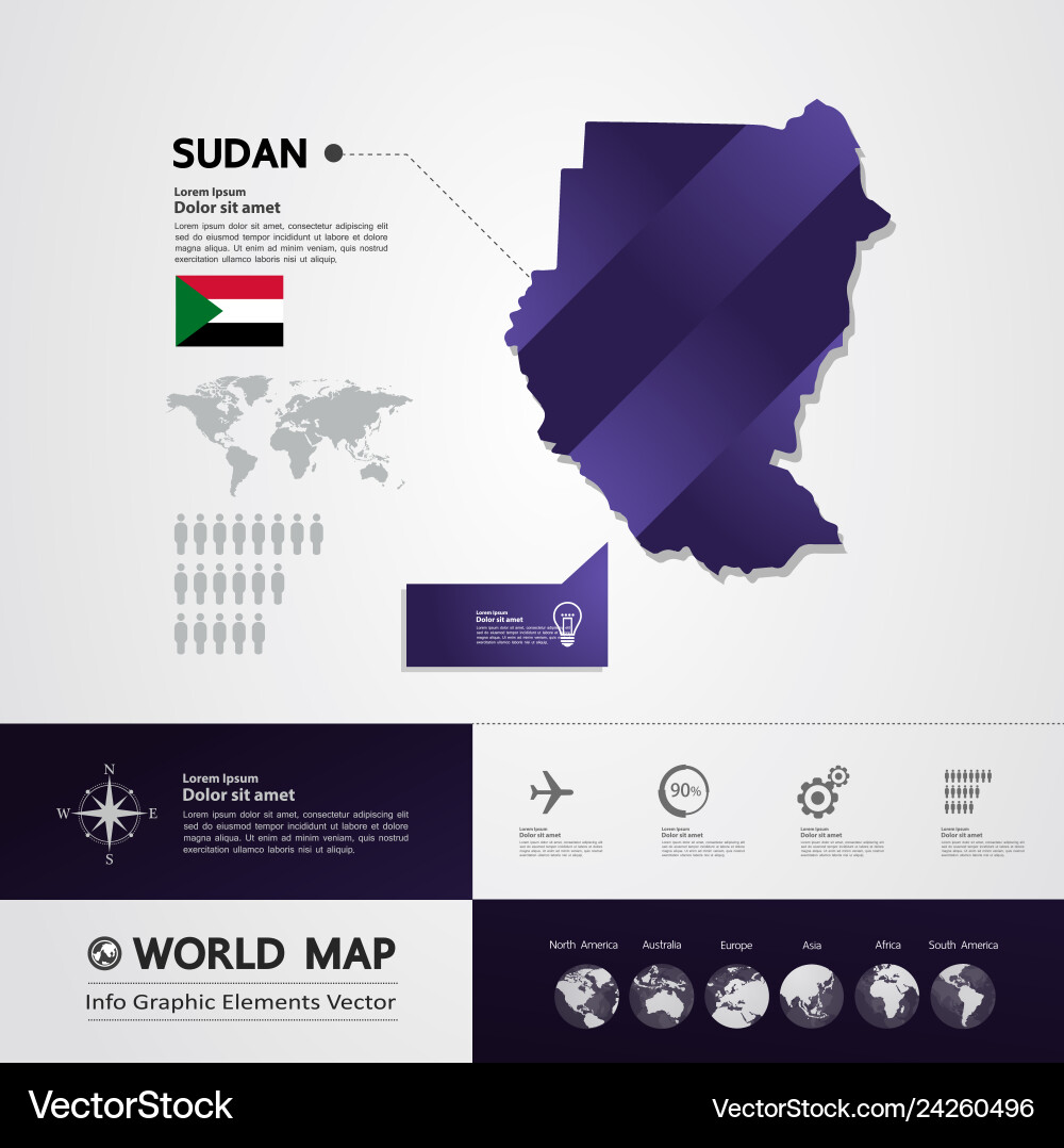 Sudan map Royalty Free Vector Image - VectorStock