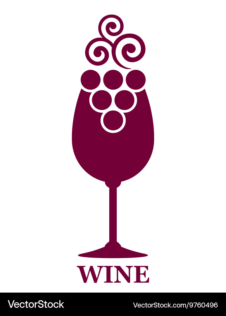 Wine glass and grapes icon Royalty Free Vector Image