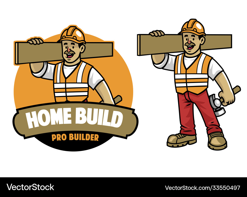 Construction Worker Mascot Cartoon Royalty Free Vector Image