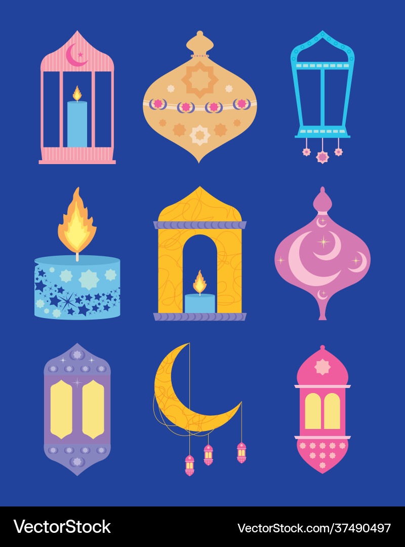 Eid icons collection Royalty Free Vector Image
