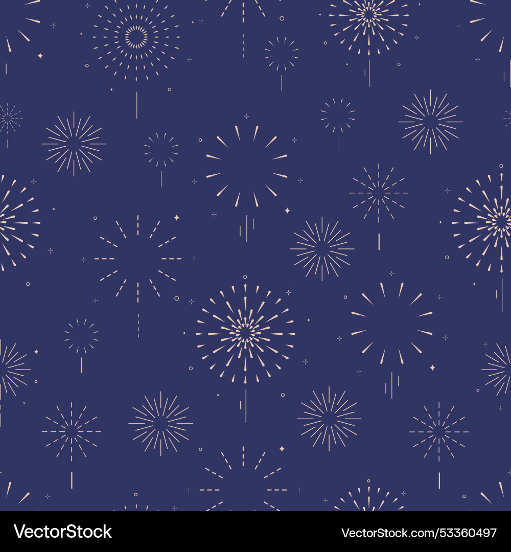 Firework seamless pattern in nighteditable Vector Image