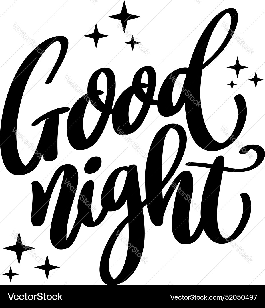 Good night lettering phrase isolated on white Vector Image