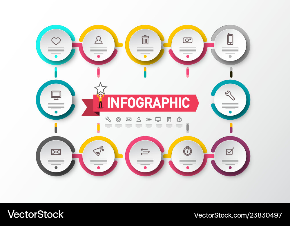 Infographic layout with sample text and icons Vector Image