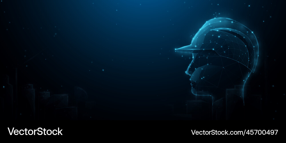 Low poly wireframe portrait of an industry Vector Image