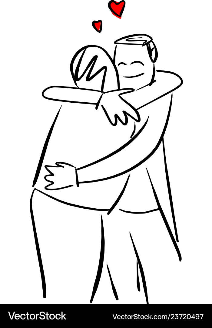People hug each other with red heart shape Vector Image