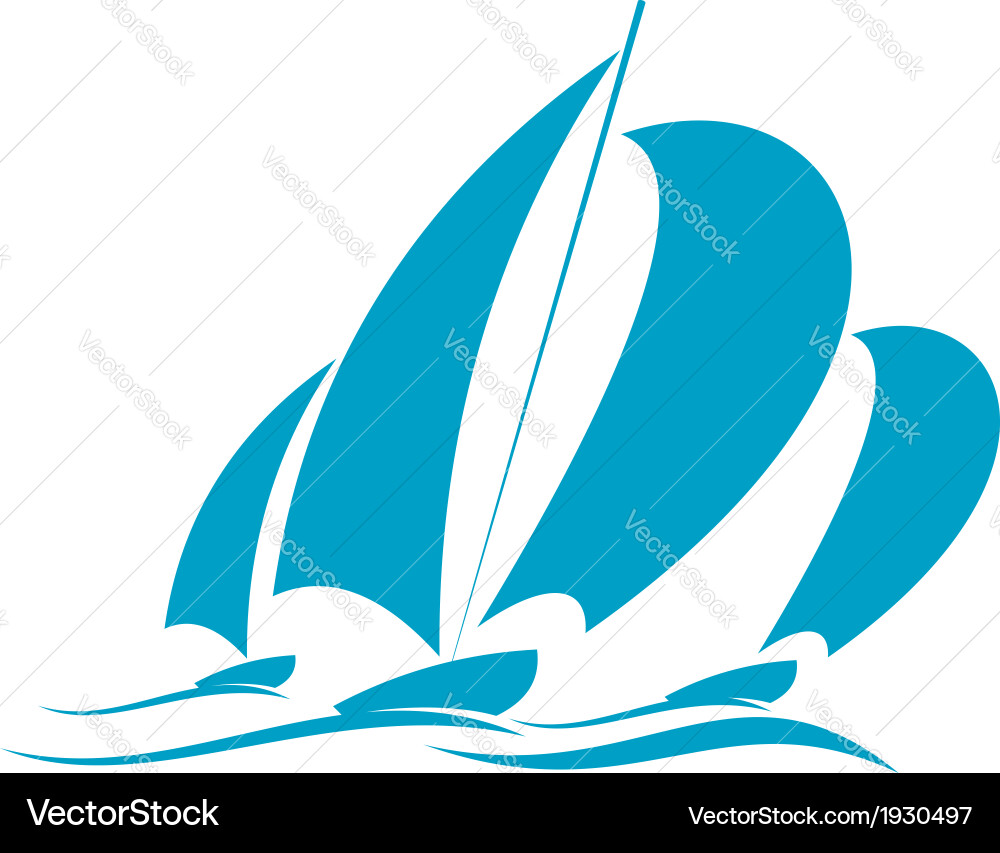 Racing in a yacht Royalty Free Vector Image - VectorStock