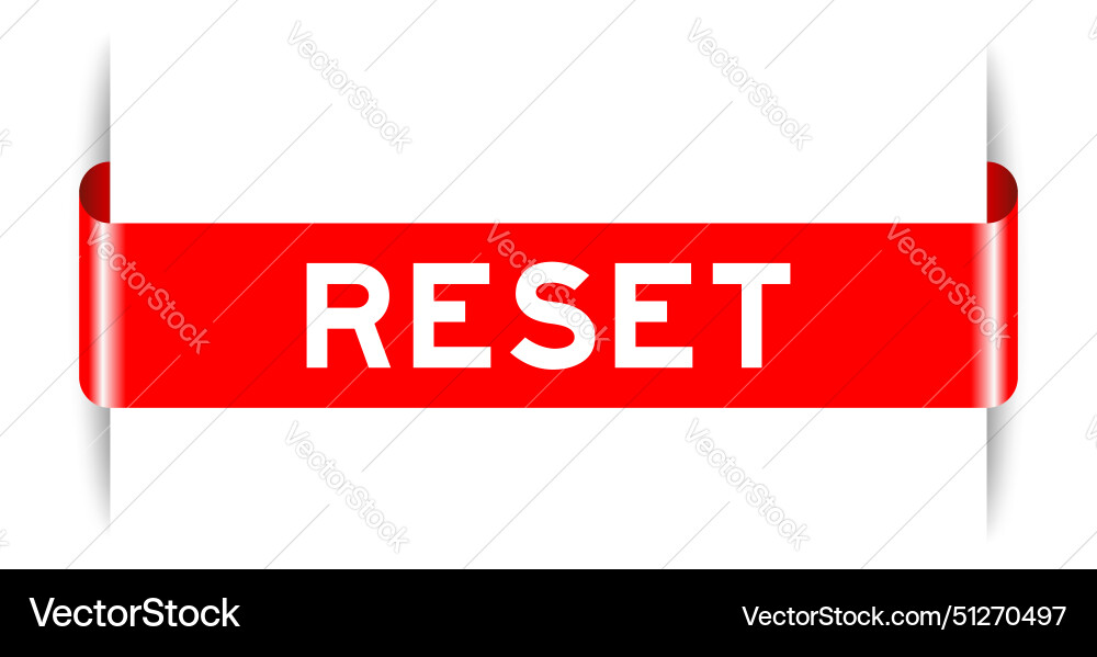 Red color inserted label banner with word reset Vector Image