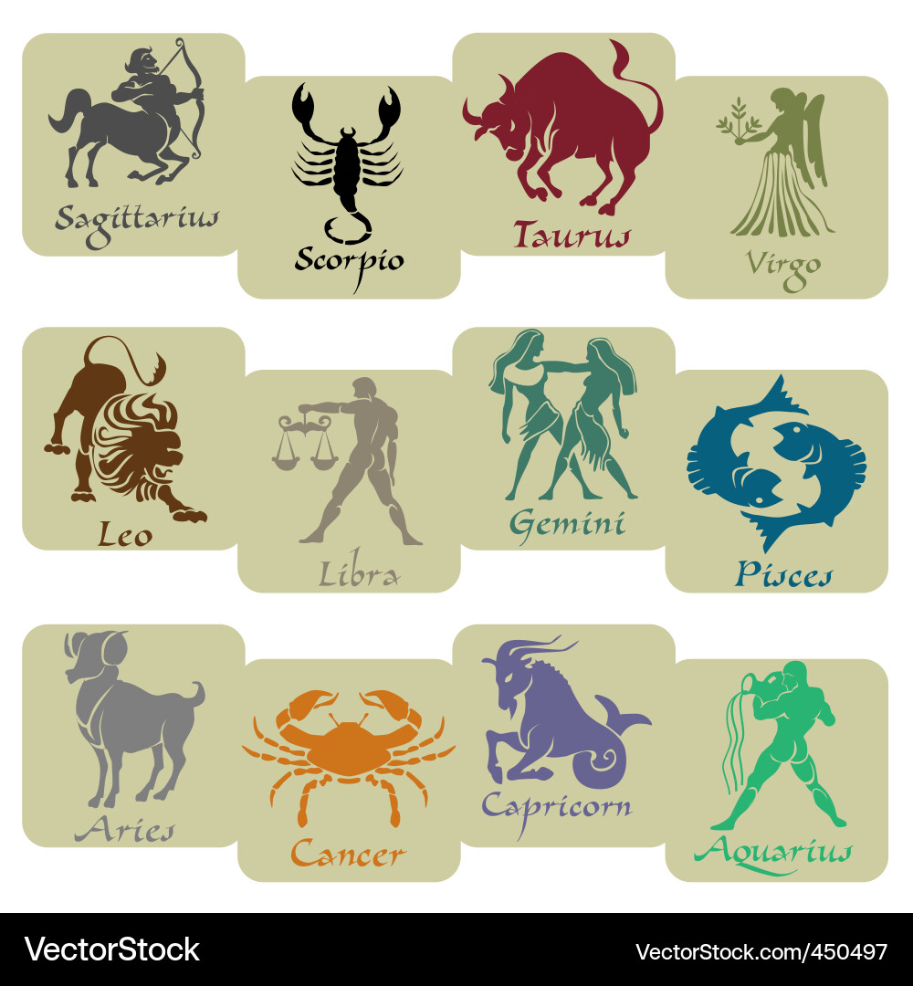 Zodiac Signs Symbol Set Royalty Free Vector Image