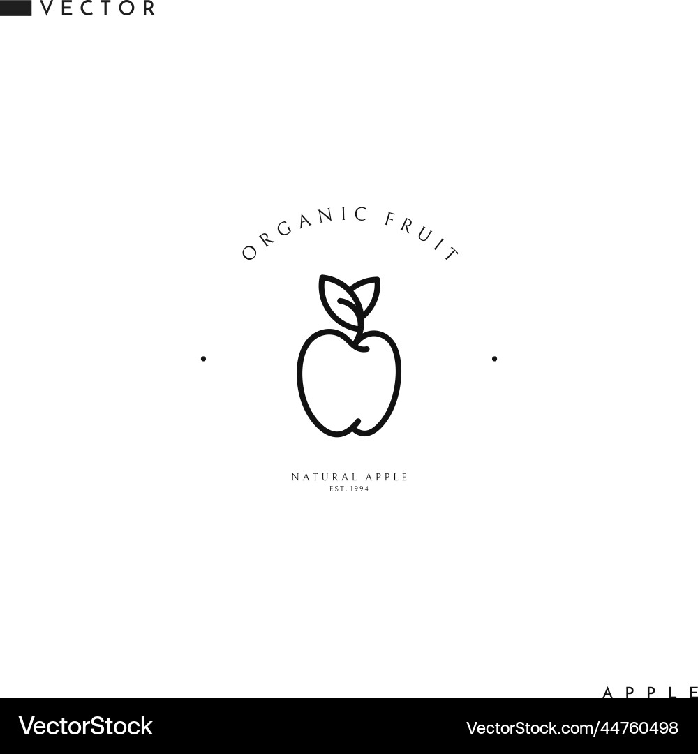 Apple logo outline style Royalty Free Vector Image