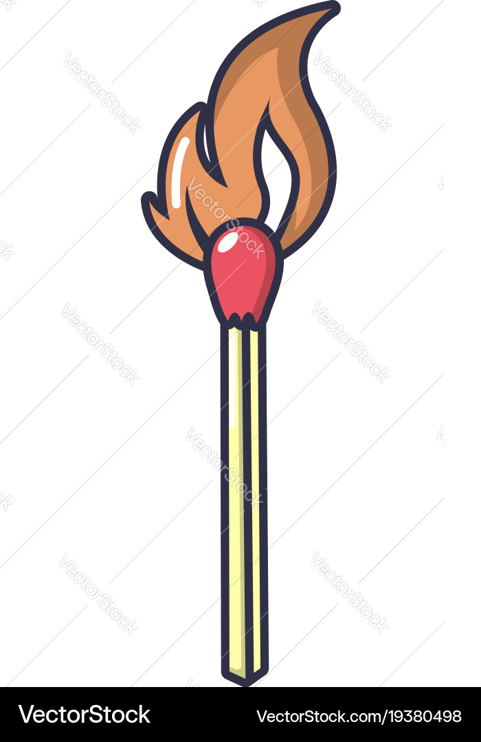 Burning match icon cartoon style Royalty Free Vector Image