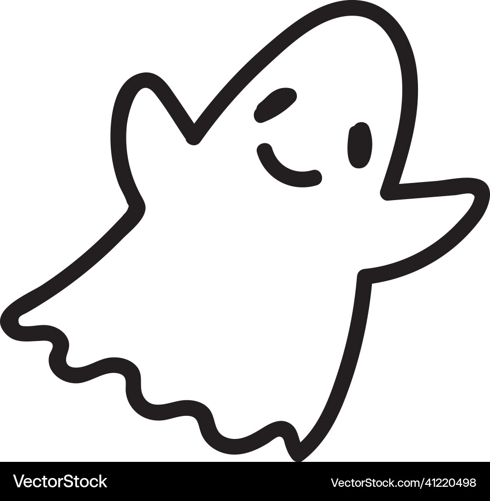 Cute doodle ghost character happy halloween Vector Image