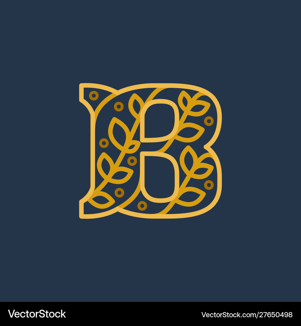 Elegant linear letter b initial ornate logotype Vector Image