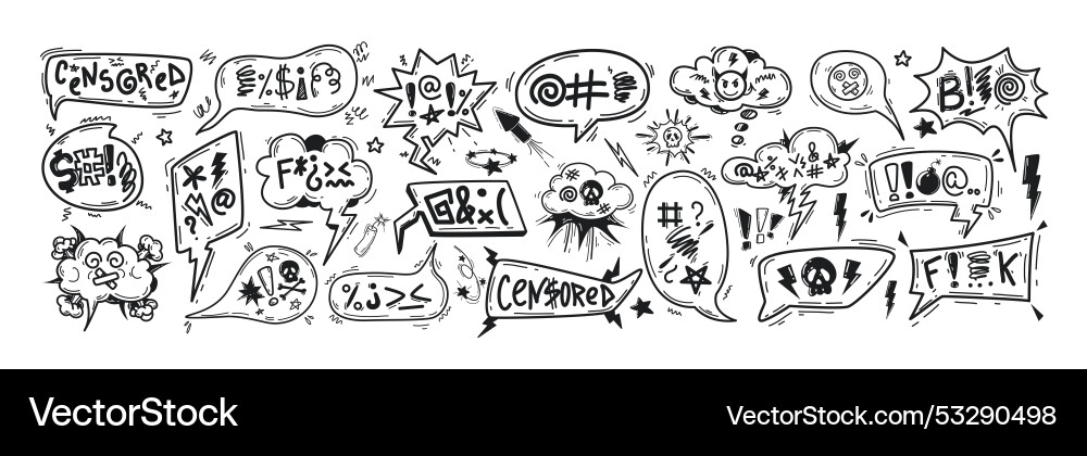 Hand drawn doodle comic speech bubbles Royalty Free Vector