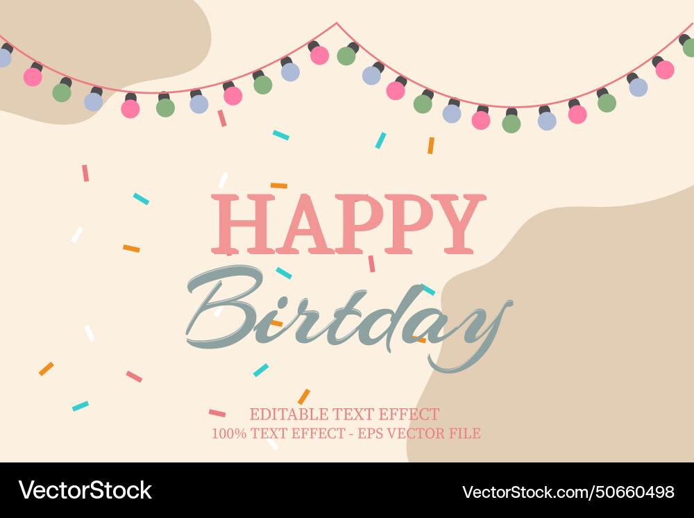 Happy birthday text effect modern style Royalty Free Vector