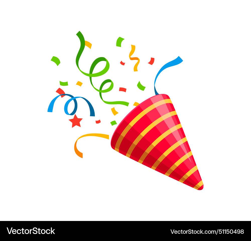Holiday popper cone striped party firecracker Vector Image