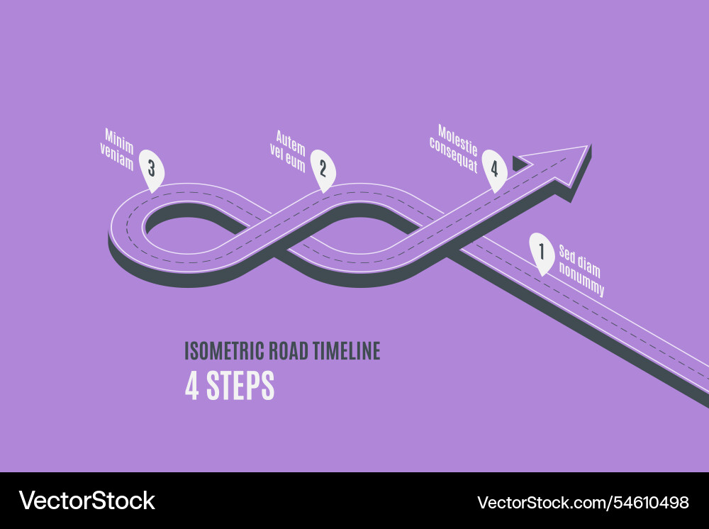 Isometric navigation map infographic 4 steps Vector Image