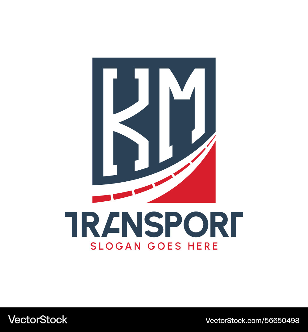 Letter km transport logo design modern road Vector Image