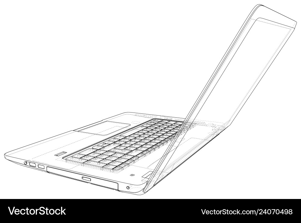 Outline of laptop computer created Royalty Free Vector Image