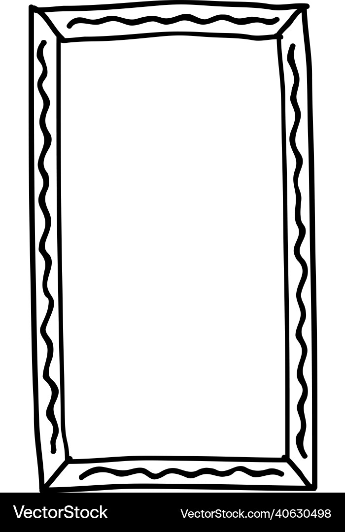 Picture frame sketch hand drawn rectangle outline Vector Image