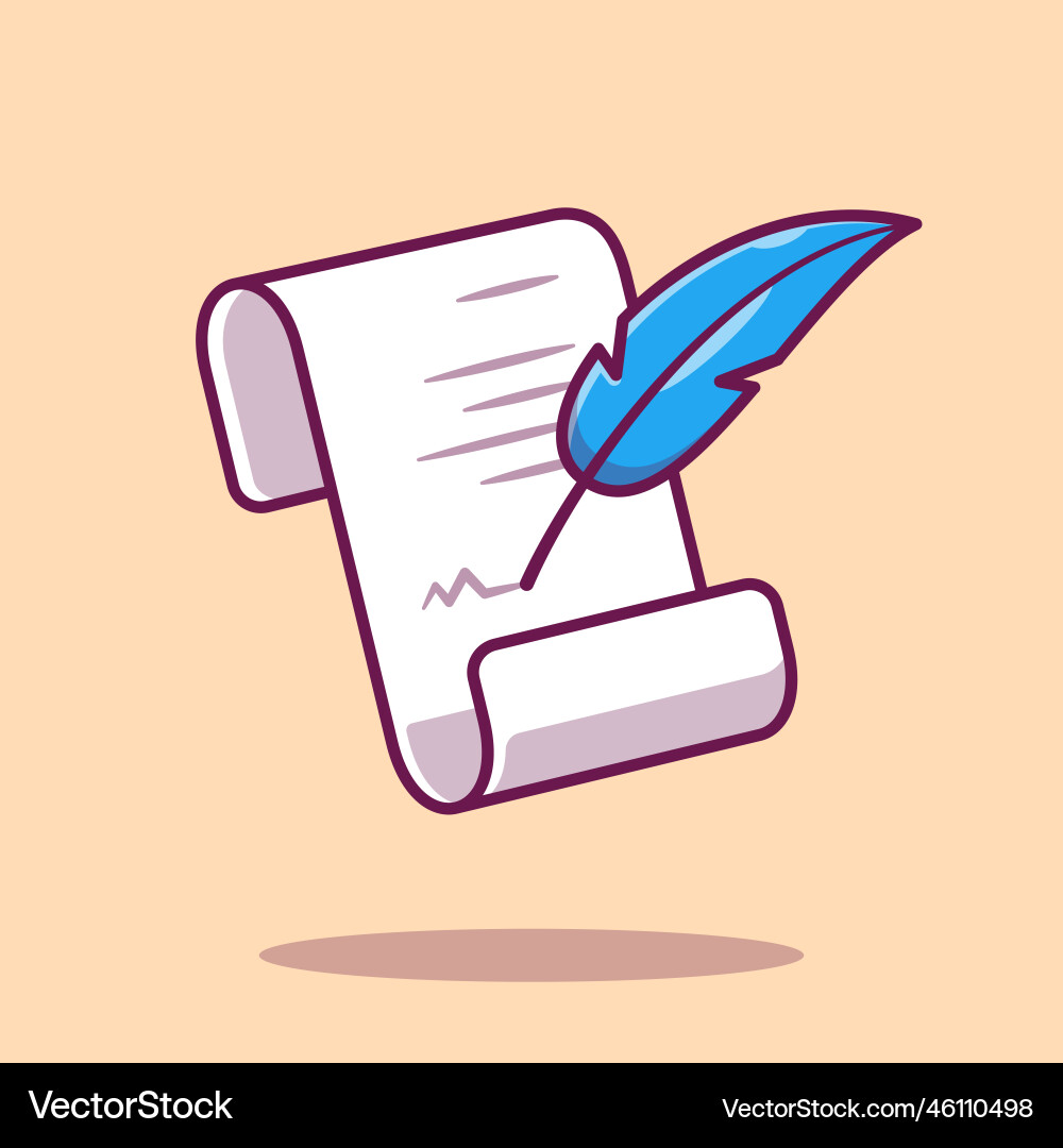 Quill writing on paper cartoon Royalty Free Vector Image