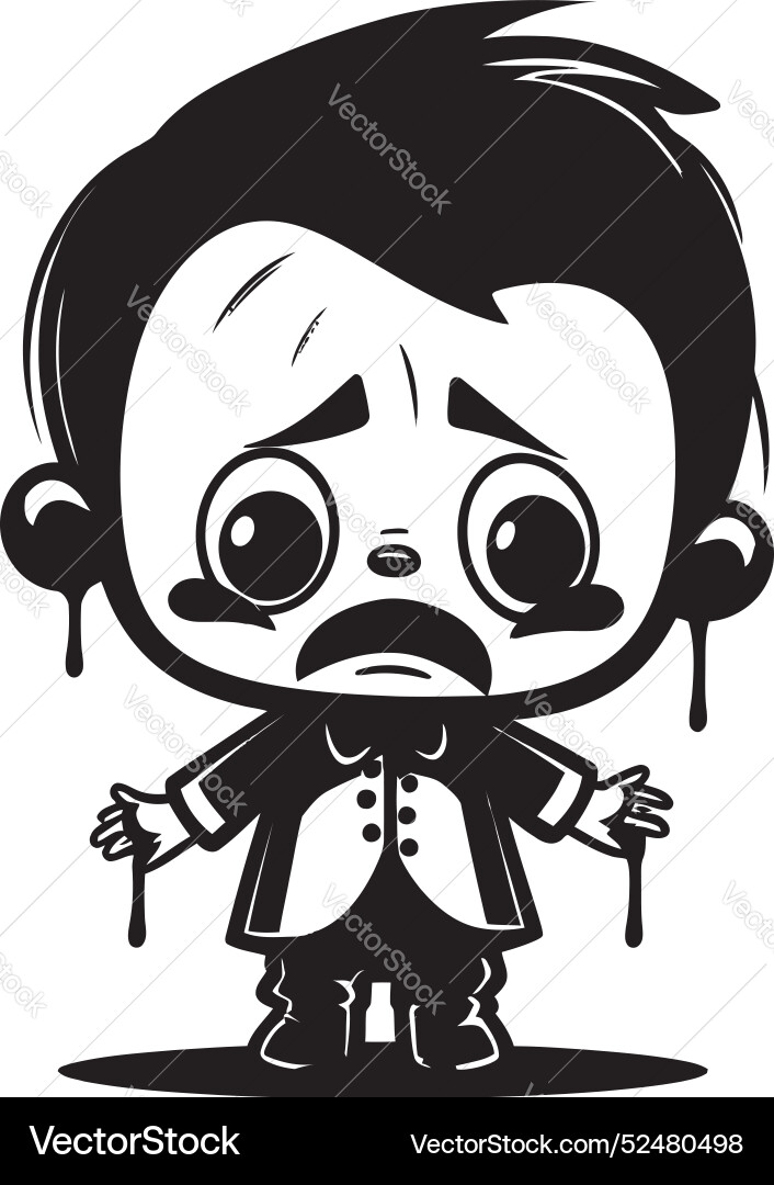 Sobbing sam tearful cartoon boy logo design Vector Image