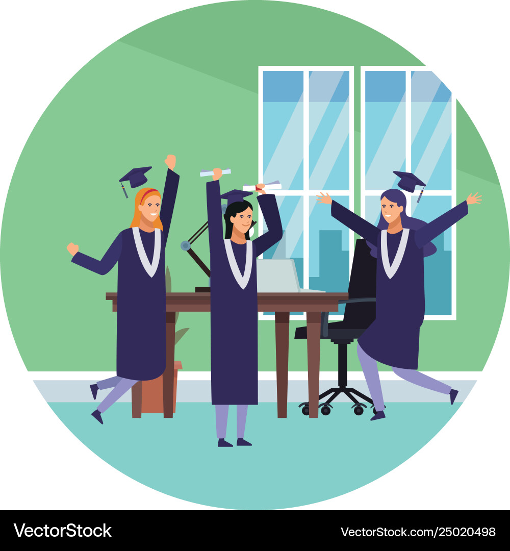 Students on graduation Royalty Free Vector Image