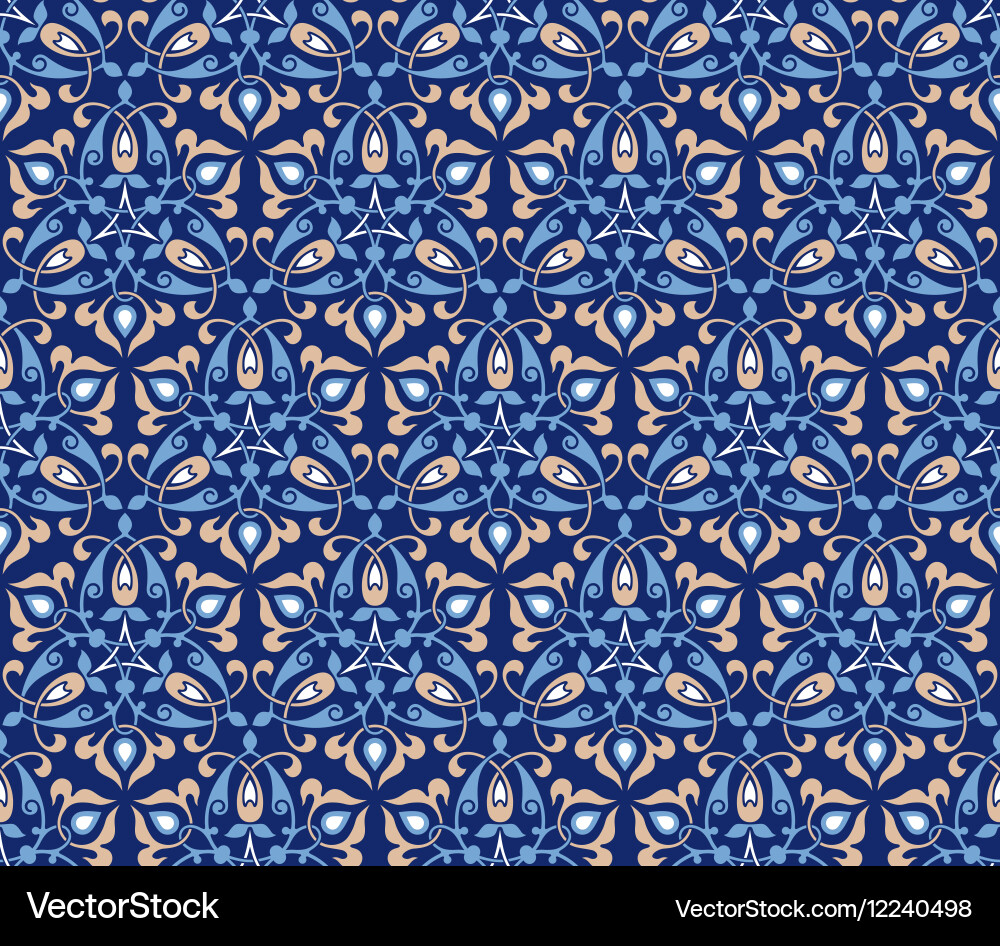 Traditional arabic decor on blue background Vector Image
