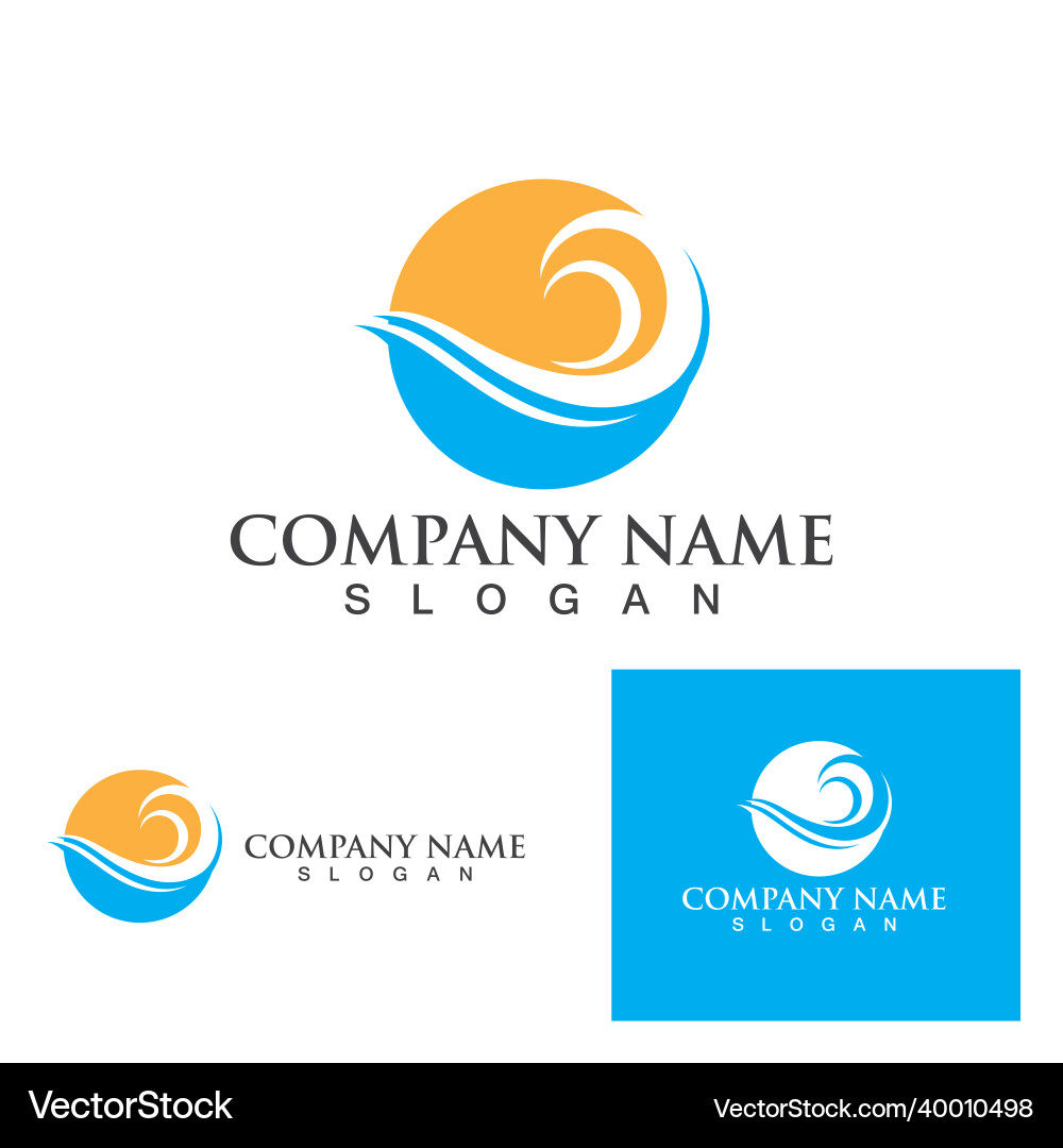 Water wave and sun icon Royalty Free Vector Image