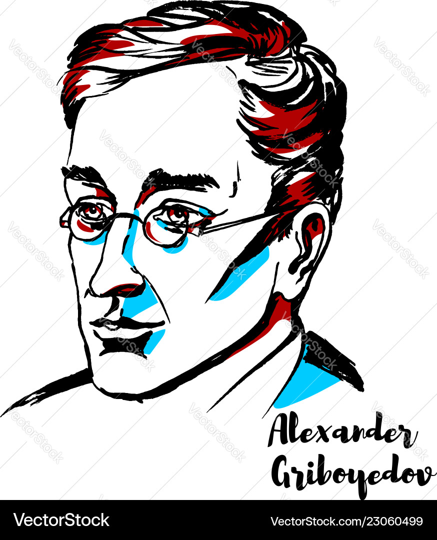 Alexander griboyedov portrait Royalty Free Vector Image