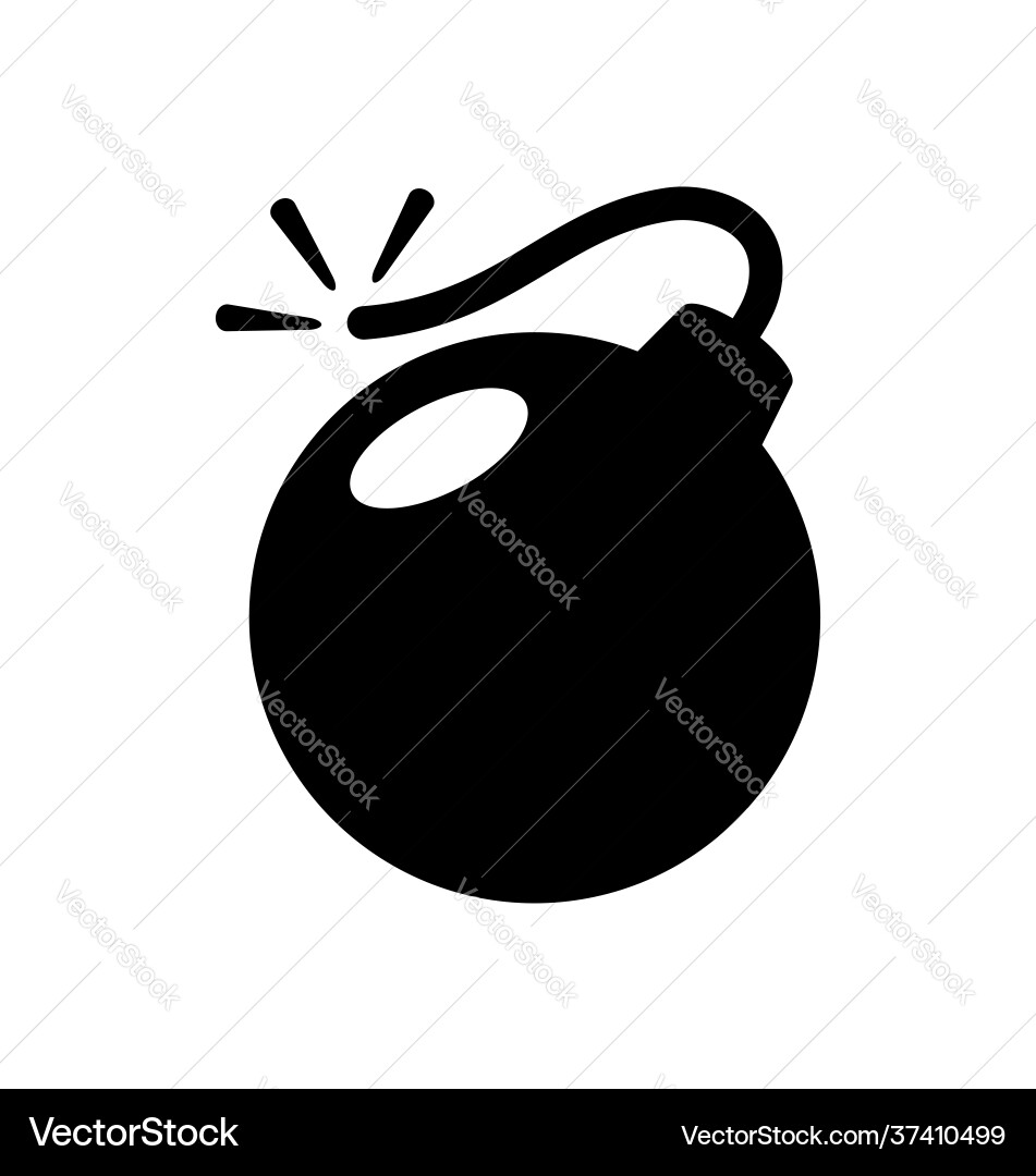 Cartoon round black bomb explosive with lit fuze Vector Image