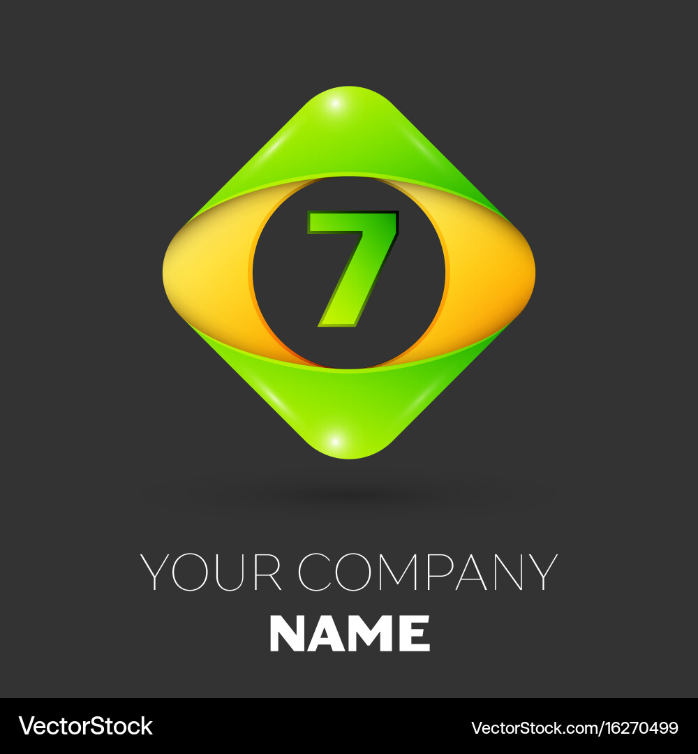 Colorful Number Seven Rhombus Logo Royalty Free Vector Image