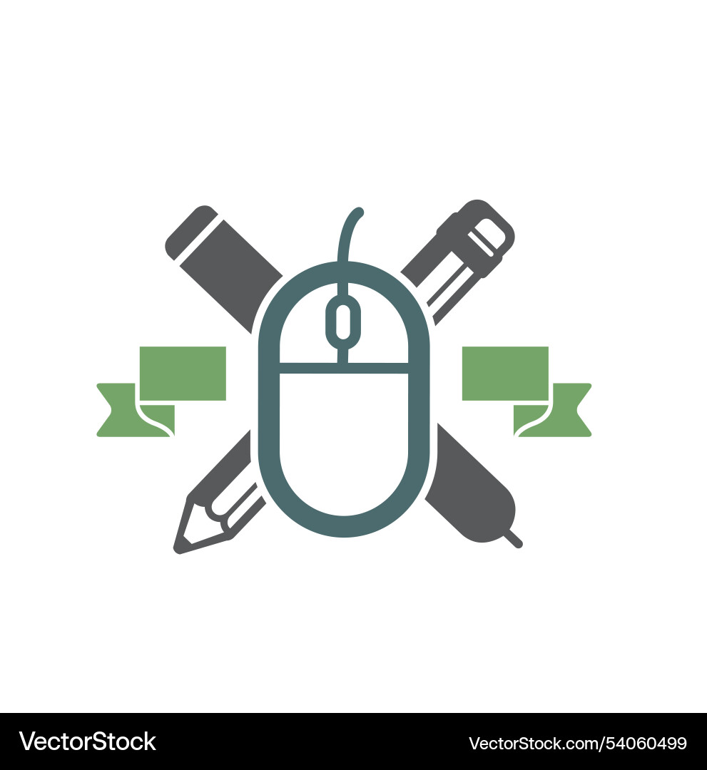 Computer mouse and digital pen graphic design logo