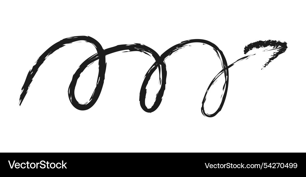 Curling right arrow hand drawn charcoal Royalty Free Vector