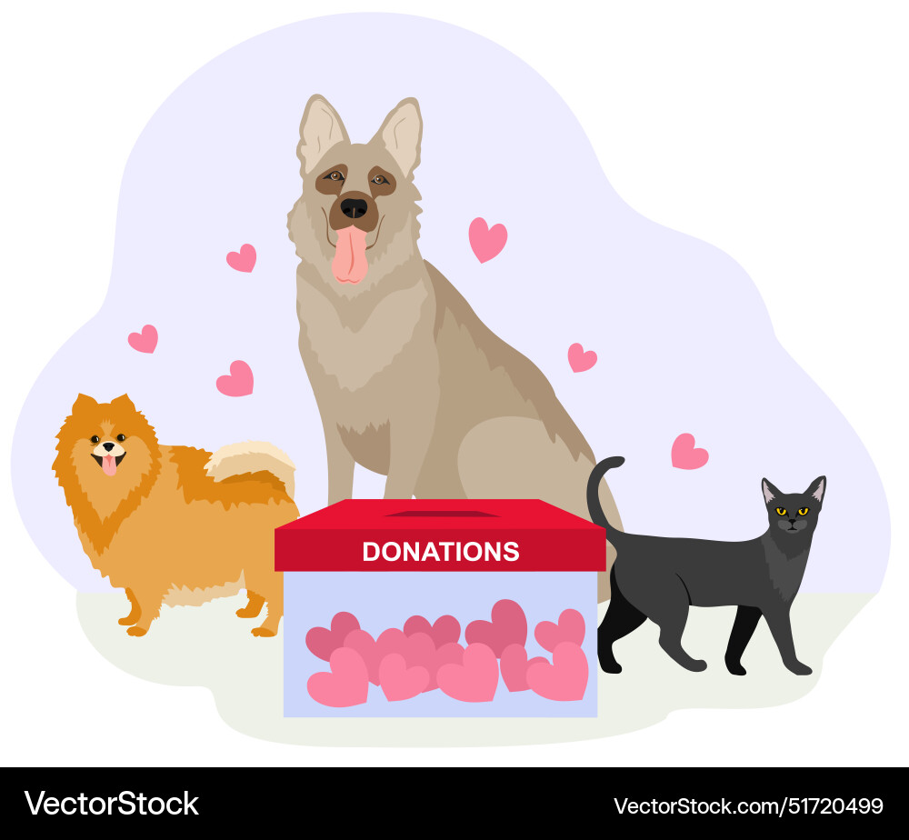 Donations the help animal dog and cat Royalty Free Vector