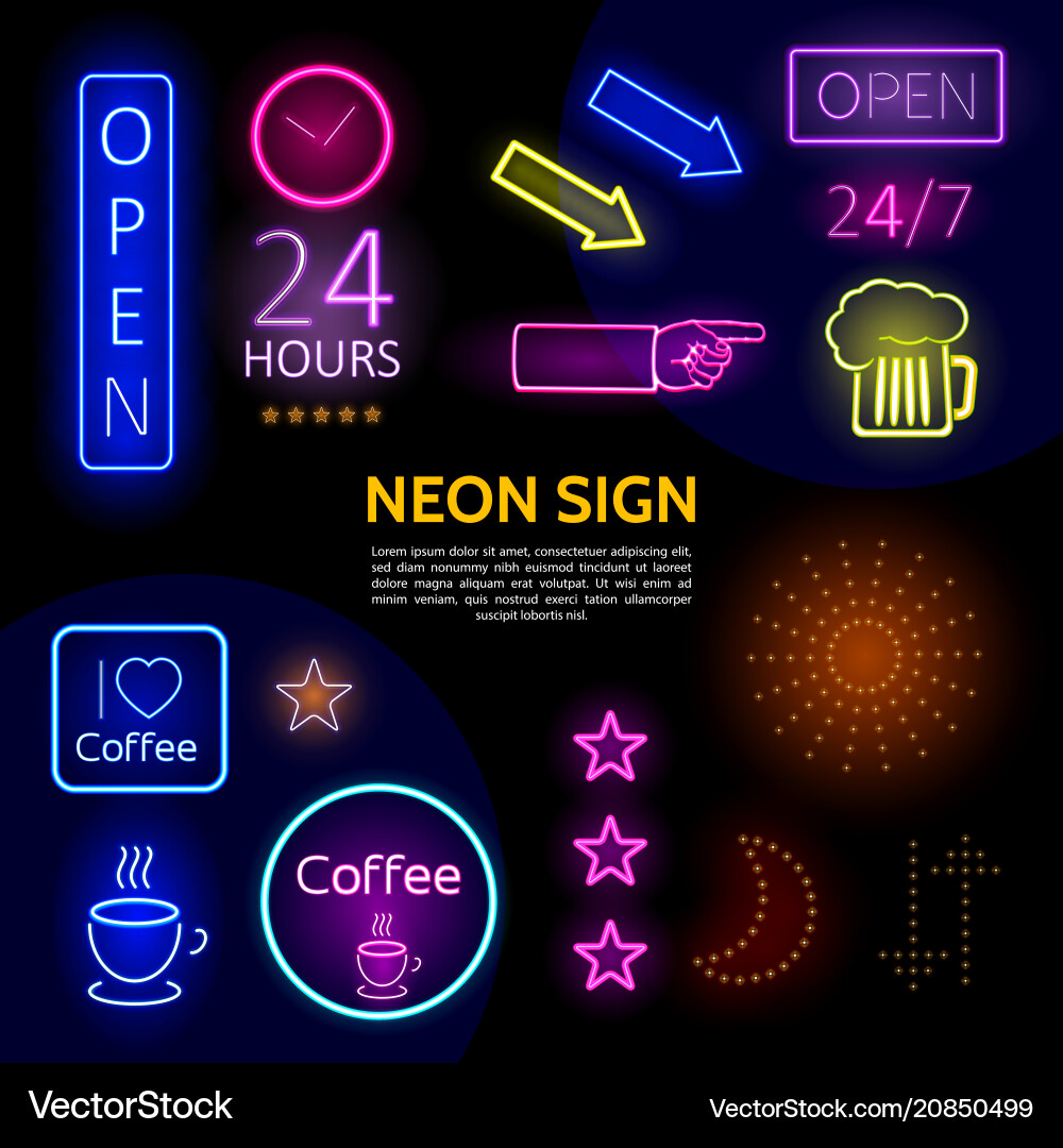 Electric Neon Sign Template Royalty Free Vector Image