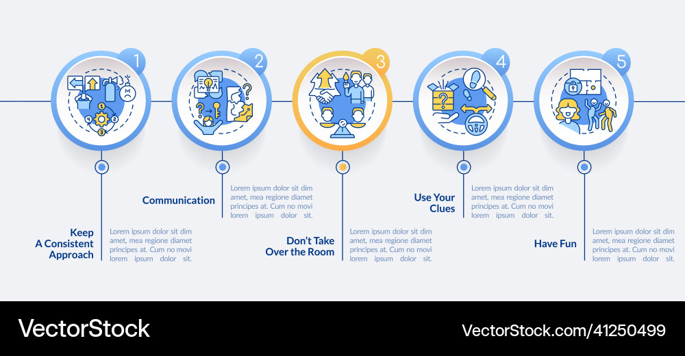 Escape room winning approaches circle infographic Vector Image