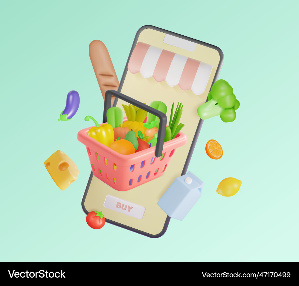 Fresh Produce Online Shopping Royalty Free Vector Image